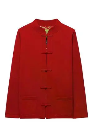 Shanghai Tang Tang Frog-fastening Cardigan - Red