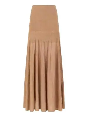 PACO RABANNE Fine-knit Pleated Maxi Skirt
