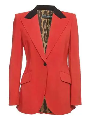 Dolce & Gabbana Velvet Collar Tailored Blazer - Red