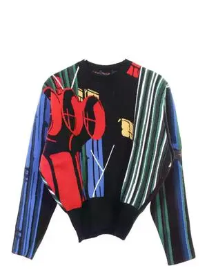 LOUIS VUITTON 2020s Jacquard & Torsade Knit Sweater - Black