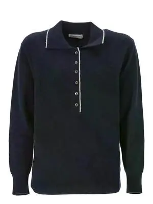 IRREPLACEABLE Contrast-trim Polo-collar Sweater - Blue