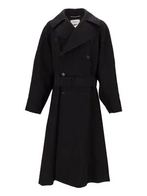 Saint Laurent Manteau Raglan Double Croise G - Noir