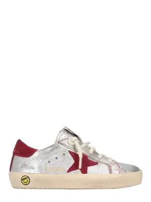 GOLDEN GOOSE Super Star Laminated Suede Upper Suede Star And Heel - Silver/red