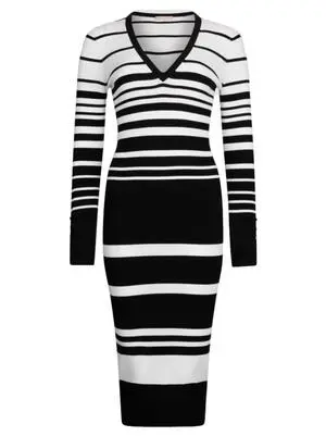 Liu Jo Striped Knit Dress - White/black