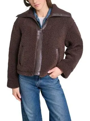 LEVI'S Floral Print Faux Shearling Bomber Jacket - Java
