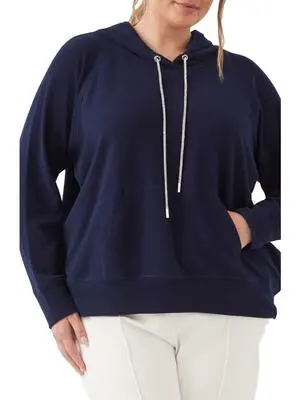 Karen Kane Rhinestone Drawstring Hoodie - Navy