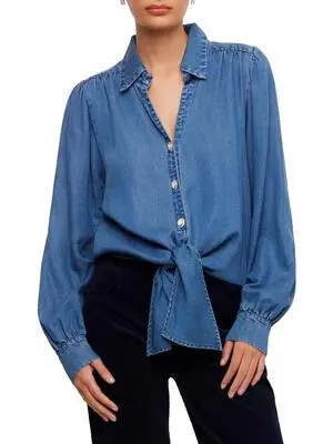 KAREN KANE Tie Front Denim Top
