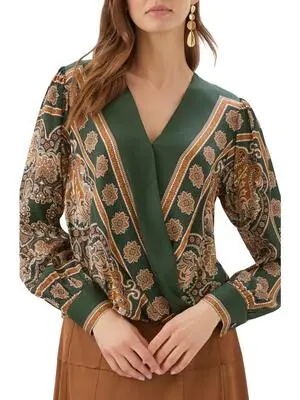 Karen Kane Drape Front Top - Print
