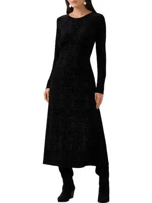 Karen Kane Velvet Burnout Midi Dress - Black