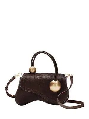 Cult Gaia Kazia Nano Calf Hair Crossbody Bag - Dark Java