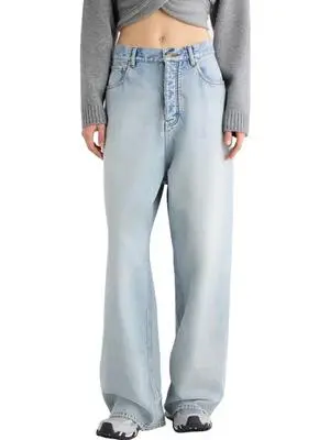 Balenciaga Distressed Baggy Fit Jeans - 4020 Bleach Light Blue