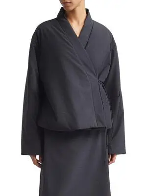 ST. AGNI Wool Blend Pillow Wrap Jacket - Dark Graphite