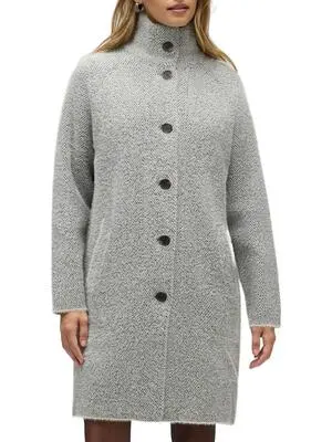 NVLT Eyelash Knit Knee Length Coat - Herringbone