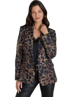 THE NOLI SHOP Cheryl Single Breasted Blazer Leopard