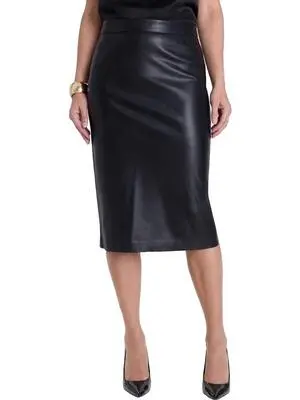 THE NOLI SHOP Verona Faux Leather Midi Skirt - Black