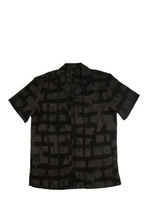 EIGHT X Noir Artisan Short Sleeve Button Up Shirt - Black