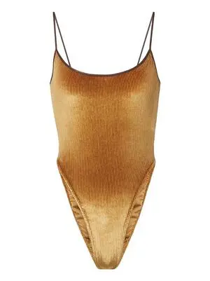 JACQUES WEI Corduroy Bodysuit - Brown