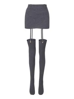 AYA MUSE Costa Miniskirt And Over-the-knee Socks Set - Grey