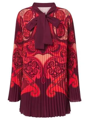 La DoubleJ Alchemy Pleated Tie-neck Minidress - Multicoloured