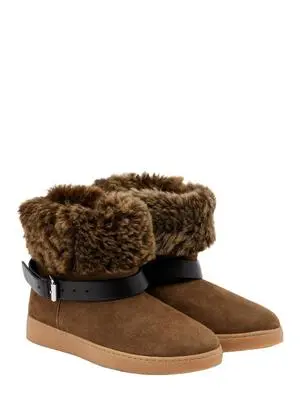 Isabel Marant Étoile Nolyz Shearling-trimmed Suede Ankle Boots - Brown