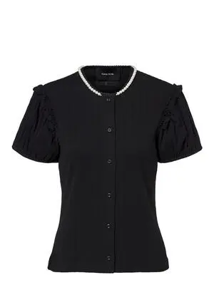 Simone Rocha Embellished Pointelle Cotton Cardigan - Black