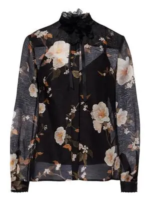 Zimmermann Ascent Bow-detail Linen And Silk Blouse - Multicoloured