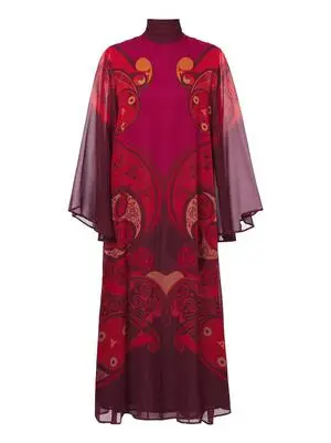 La DoubleJ Alchemy Printed Silk Georgette Midi Dress - Red