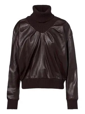 Victoria Beckham Leather Turtleneck Top - Blue