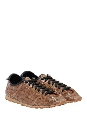 Jacquemus Tennis Snake-effect Leather Sneakers Beige
