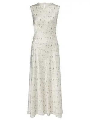 DÔEN Adelana Floral Silk Satin Midi Dress - Multicoloured