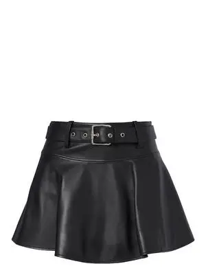 Loewe Belted Leather Miniskirt - Black
