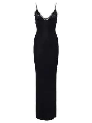 AYA MUSE Oana Lace-trimmed Cotton-blend Maxi Dress - Black