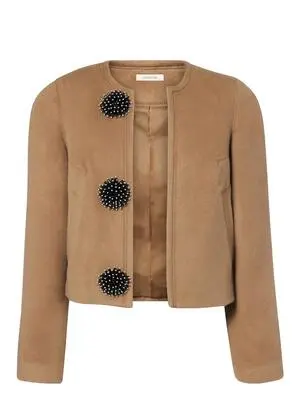 JACQUES WEI Embellished Wool Jacket - Brown