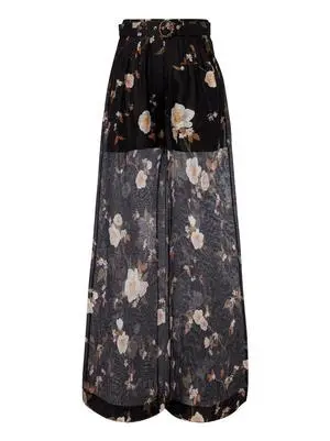 Zimmermann Ascent Floral Linen And Silk Wide-leg Pants - Multicoloured