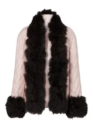 JACQUES WEI Quilted Shearling-trimmed Coat - Pink