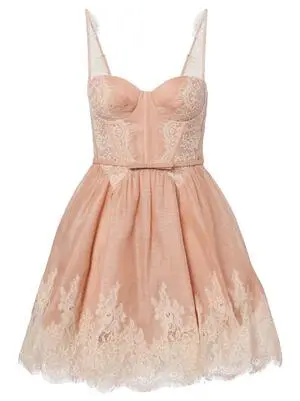 Zimmermann Valiant Linen And Silk Corset Dress - Pink