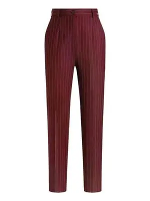 Dolce & Gabbana Pinstripe Wool Trousers - Red