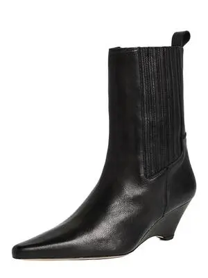 Cinq À Sept Parker Curved Wedge Leather Chelsea Boots - Black