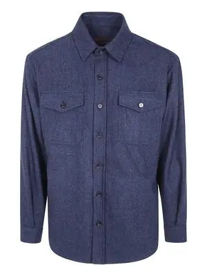 CRUNA Overshirt With Buttoned Chest Patch Pockets "osaka - Blue