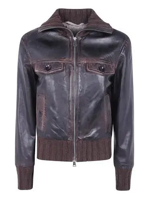 THE JACKIE LEATHERS Leather Bomber Jacket "clelia - Brown
