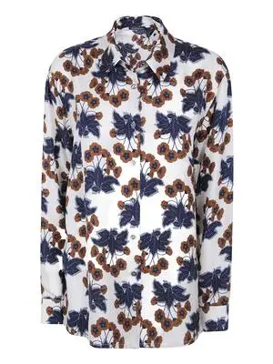 LAURA URBINATI Shirt Flower Print "flower Print Oversized Shirt - Gray