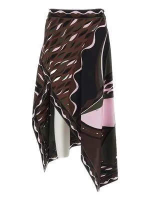 Emilio Pucci Gonna Lunga Effetto Foulard In Twill Di Seta - Multicolor