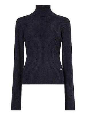 GANNI Ribbed Turtleneck Wool-blend Jumper - Phantom