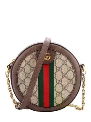 Gucci Ophidia Round Shoulder Bag Gg Coated Canvas Mini Crossbody Bag - Brown