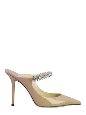 JIMMY CHOO Bing 100 Ballet Patent-leather Mules With Crystal Strap - Pink