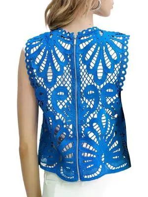 MORGAN Scalloped-hem Blouse - Blue