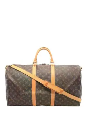 LOUIS VUITTON 1997 Monogram Keepall Bandouliere 55 Travel Bag - Brown