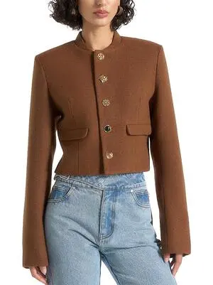 Manière De Voir Evana Structured Wool Jacket With Mixed Buttons - Rust