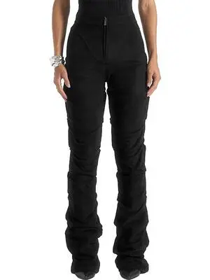 Manière De Voir Caroline Tacked Suede Flared Trousers Black