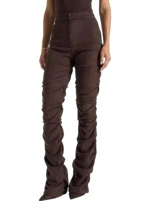 Manière De Voir Caroline Tacked Suede Flared Trousers - Brown